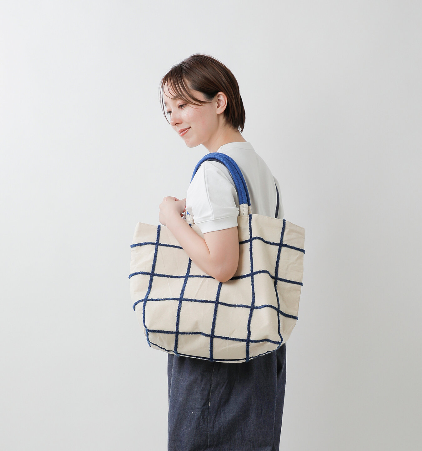 beej|aranciato別注 コットン ループ チェック ビッグ トート beej|aranciato別注 コットン ループ チェック ビッグ トート